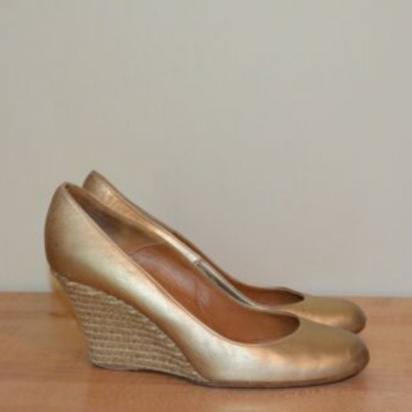 Lanvin | Shoes | Lanvin Gold Espadrille Wedges | Poshmark